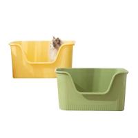 China Extra Large Space Cat Toilet Litter Box for Cats in Yellow/Green/Gray and Open Top for sale