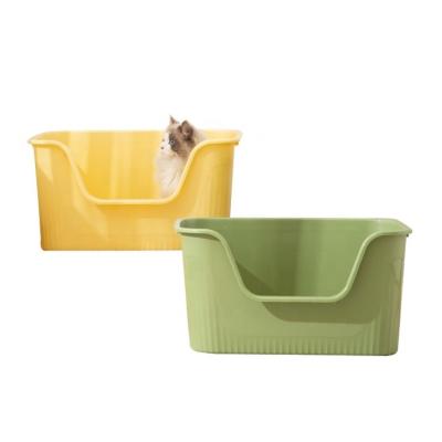 China Extra Large Space Cat Toilet Litter Box for Cats in Yellow/Green/Gray and Open Top for sale