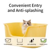 China Extra Large Space Cat Toilet Litter Box for Cats in Yellow/Green/Gray and Open Top for sale