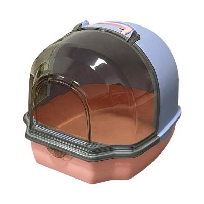 China Gray/Yellow/Orange/Green/Blue Pet Cleaning Closed Cat Toilet Basic Hooded Cat Litter Box for sale
