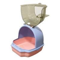 China Gray/Yellow/Orange/Green/Blue Pet Cleaning Closed Cat Toilet Basic Hooded Cat Litter Box for sale