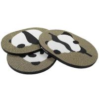 China Fashion Unique Design 320g Corrugated Paper Panda Theme Cat Lounge Cardboard Scratcher for sale