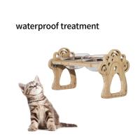 China Healthy Drinking Pet Bowl for Tall Dogs Bamboo Wood Materials Wooden Frame and Glass Water Cup for sale