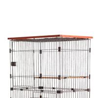 China 3 Layer Metal Wired Cat Cage with Wooden Frame and Button Closure in Beige/Brown for sale