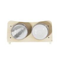 China X-shape Bamboo Wooden Stand Double Pet Bowl Tilted for Cats and Dogs 325mm*135mm*160mm for sale