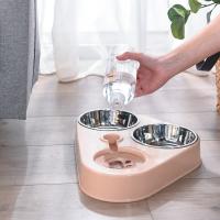 China Large Small 3 in 1 Raised Pet Feeder 2 Stainless Steel Bowls and Automatic Water Bowl for sale