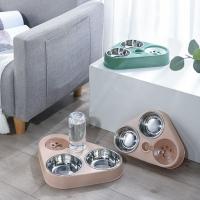 China Large Small 3 in 1 Raised Pet Feeder 2 Stainless Steel Bowls and Automatic Water Bowl for sale