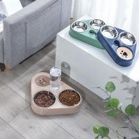 China Large Small 3 in 1 Raised Pet Feeder 2 Stainless Steel Bowls and Automatic Water Bowl for sale
