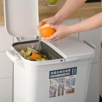 China Home STANDING Double Layer Sorting Garbage Can 3 Compartments Trash Can Plastic Waste Bin With Single Lid for sale