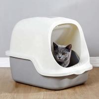 China Fully Enclosed Plastic Cat Litter Box Toilet Gray Charging Time Not Applicable for sale