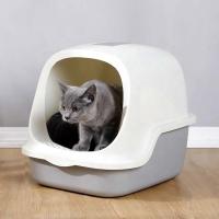 China Fully Enclosed Plastic Cat Litter Box Toilet Gray Charging Time Not Applicable for sale