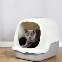 China Fully Enclosed Plastic Cat Litter Box Toilet Gray Charging Time Not Applicable for sale