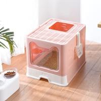 China Foldable Enclosed Cat Litter Box with Litter Shovel and Anti Splash Design N.W. 2850g for sale