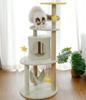 China Commercial Buyers' Choice Light Green Cat Tree with Short Plush and Hanging Toys for sale