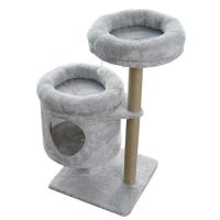 China Upgrade Your Cat's Play Area with Our Gray Cat Tree Tower and Scratching Post for sale