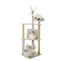 China All-Season Multi Layer Grey Cat Tree Tower with Hanging Feather and Sustainable Design for sale