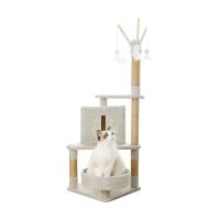 China All-Season Multi Layer Grey Cat Tree Tower with Hanging Feather and Sustainable Design for sale