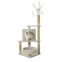 China Multi-layer Plush Cat Tower with Hanging Balls and Feather Your Cat's Dream Playground for sale