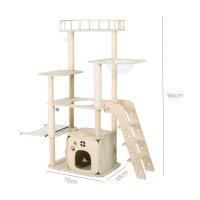 China Commercial E-commerce Stores Cat Tree Wood Sisal Multilayer Cat Scratch Tree with Cat Bed for sale