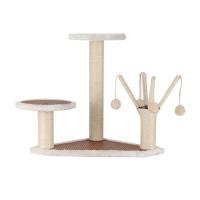 China All-Season Large Cat Tree Sisal Tower Wooden Cat Condo With Rattan Mat for sale