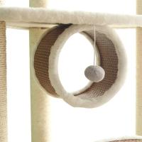 China All-Season Large Cat Tree Sisal Tower Wooden Cat Condo With Rattan Mat for sale