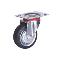 China 8inch Zinc Plated Diameter Black Rubber Furniture Industry Trolley Barrow Caster Wheel for sale