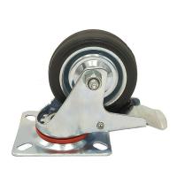 China 8inch Zinc Plated Diameter Black Rubber Furniture Industry Trolley Barrow Caster Wheel for sale
