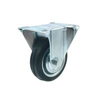 China 8inch Zinc Plated Diameter Black Rubber Furniture Industry Trolley Barrow Caster Wheel for sale