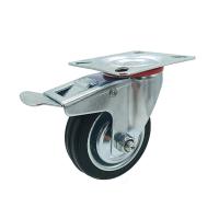 China 8inch Zinc Plated Diameter Black Rubber Furniture Industry Trolley Barrow Caster Wheel for sale