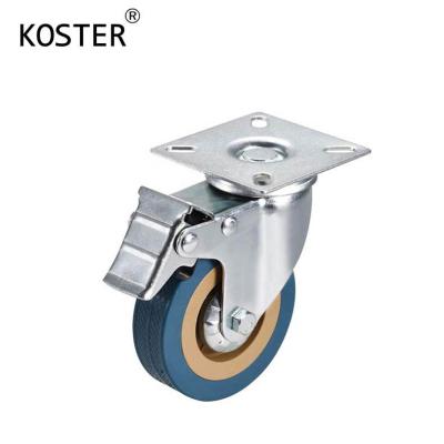 China Blue Plastic Shopping Trolley Industrial Rotating Wheel with 75mm/100mm/125mm Diameter for sale