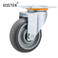 China Industry Trolley Furniture TPR Soft Grey Rubber Plate Swivel Caster Wheels 3 4 5 Inch for sale