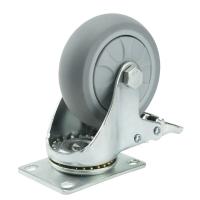China Industry Trolley Furniture TPR Soft Grey Rubber Plate Swivel Caster Wheels 3 4 5 Inch for sale
