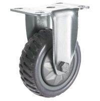 China Grey Free Wheel Rubber Plastic Trolley Dustbin Castor Wheel with Top Plate Size 92*64mm for sale