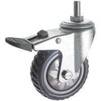 China Grey Free Wheel Rubber Plastic Trolley Dustbin Castor Wheel with Top Plate Size 92*64mm for sale