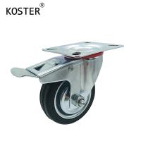 China Customization 3inch 4inch 5inch Black Rubber Furniture Industry Trolley Barrow Castor for sale