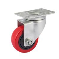 China Zinc Plated 3-5 Inch Industry Wheel Barrow Wheels Single Bearing Red Plastic Castor Wheel for sale