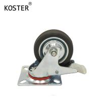 China Zinc Plated 3inch 4inch 5inch Black Rubber Rotating Wheel for Furniture Trolley Barrow for sale