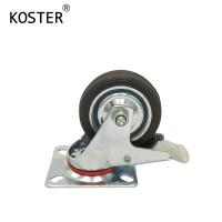 China Zinc Plated 3inch 4inch 5inch Black Rubber Rotating Wheel for Furniture Trolley Barrow for sale