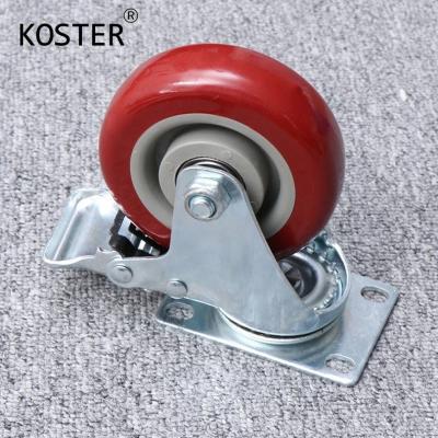 China 3inch 4inch 5inch PU/PVC Double Bearing Furniture Wheel Customization Trolley Castor for sale