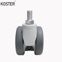 China 100mm Hospital Bed Swivel Medical Caster with Rotating Wheel and PU Threaded Stem for sale