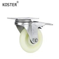China 100kg Load White Nylon Industry Duty Castor Wheel 3inch 4inch 5inch Ball Bearing for sale