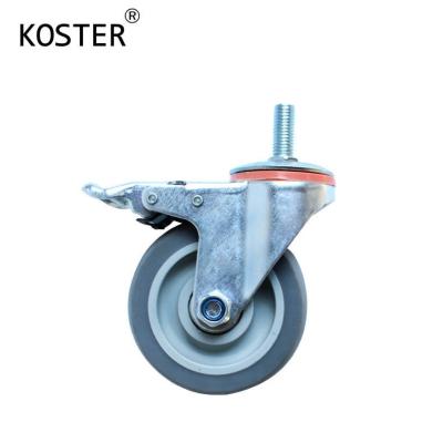 China 75mm/100mm/125mm Industry Trolley Grey Polyurethane Plastic Caster Wheel with Brake for sale