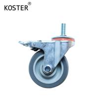 China 110kg 3inch to 5inch Industry Trolley Grey Polyurethane Plastic Castor Thickness 32mm for sale