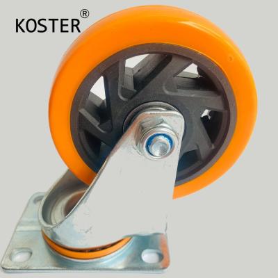 China 32mm Orange PVC PU Industrial Caster Swivel Castor Customized Request 2.5inch to 5inch for sale
