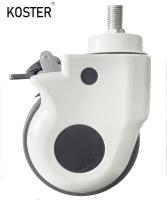 China 4 Inch 5 Inch Rotating Wheel Medical Bed Caster with Threaded Stem and Swivel Locking for sale