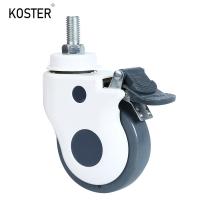China 4 Inch 5 Inch Rotating Wheel Medical Bed Caster with Threaded Stem and Swivel Locking for sale