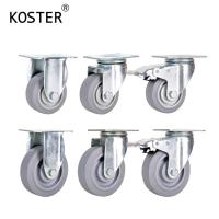 China 75mm 3inch Platform Trolley Furniture TPR Soft Grey Rubber Plate Swivel Caster Wheels for sale