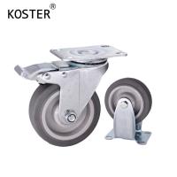 China 75mm 3inch Platform Trolley Furniture TPR Soft Grey Rubber Plate Swivel Caster Wheels for sale