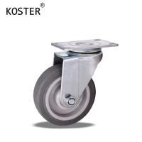 China 75mm 3inch Platform Trolley Furniture TPR Soft Grey Rubber Plate Swivel Caster Wheels for sale
