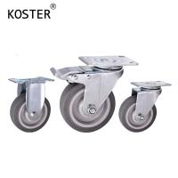 China 75mm 3inch Platform Trolley Furniture TPR Soft Grey Rubber Plate Swivel Caster Wheels for sale